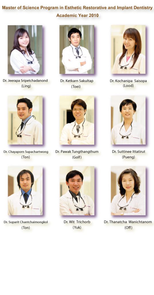 Master of Science Program in Esthetic Restorative and Implant Dentistry (International Program ...